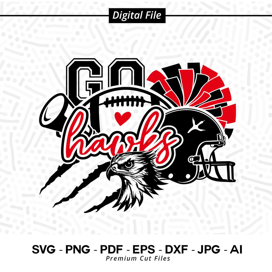 Hawks SVG PNG, Hawks Face Svg, Hawks Football Svg, Hawks Mascot, Hawks ...