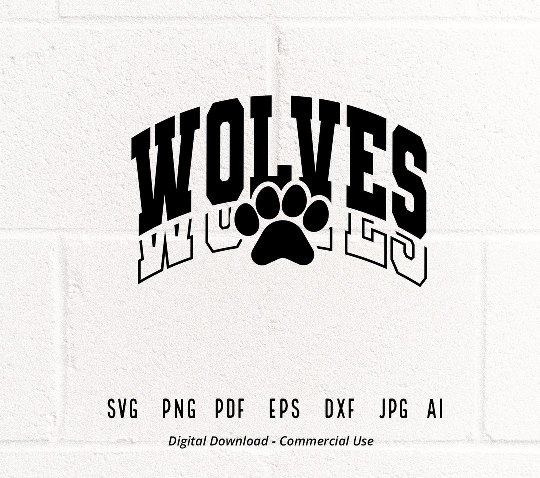 Wolves Mascot SVG, Paw Print, School Spirit (digital Download) - Etsy