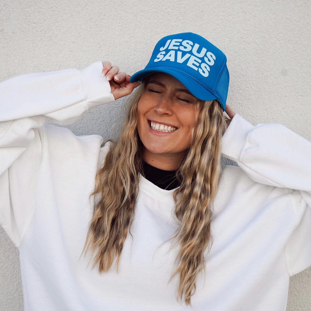 Jesus Saves Trucker Hat, Christian, Faith Apparel, Puff Print, Church ...