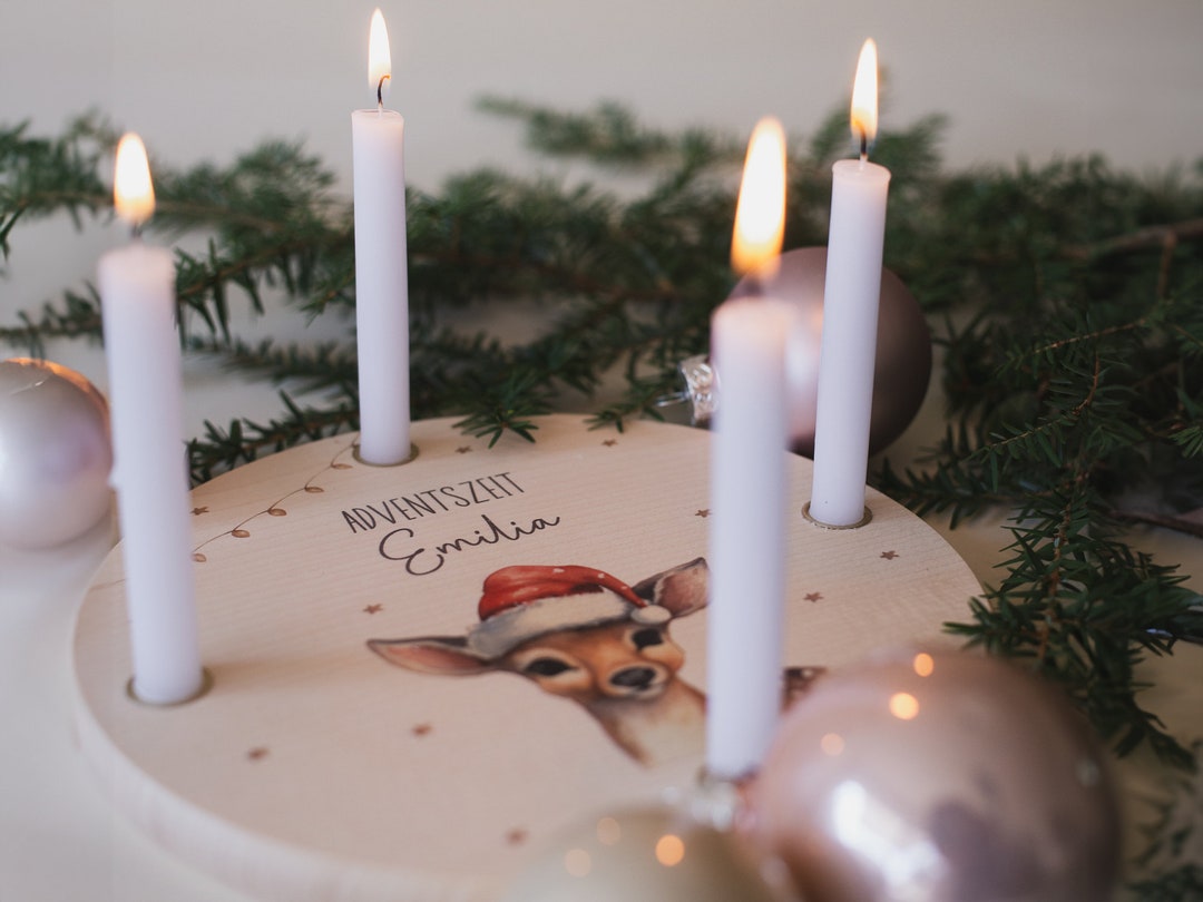 Advent Plate With Candle Deer Christmas Advent Christmas - Etsy