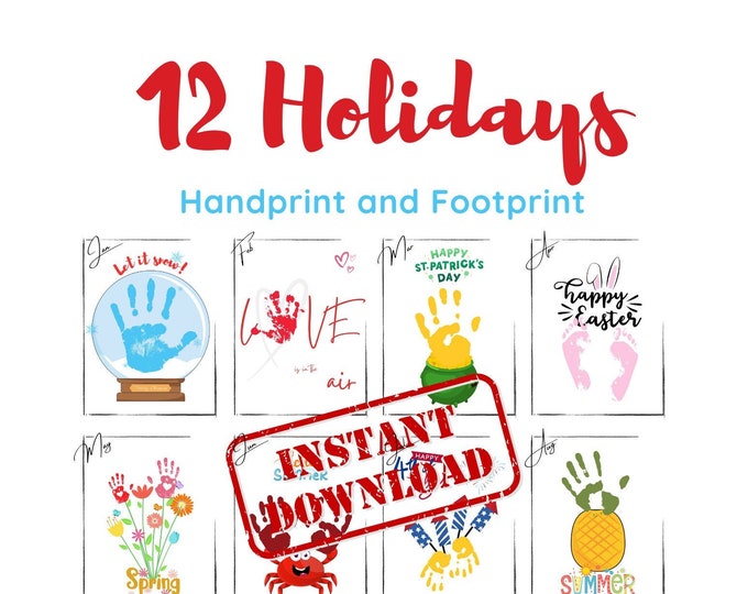 Digital Instant Download Kid Handprint 12 Holidays Month, Monthly ...