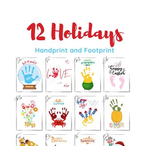 Kid Handprint 12 Holidays Month, Monthly Memory Activities for Little ...