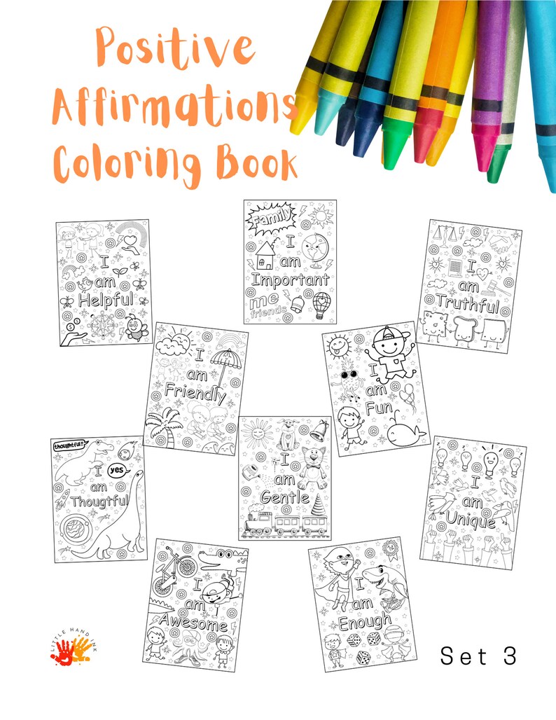 Positive Affirmation Coloring Book, Customize Cover, Kids Birthday ...