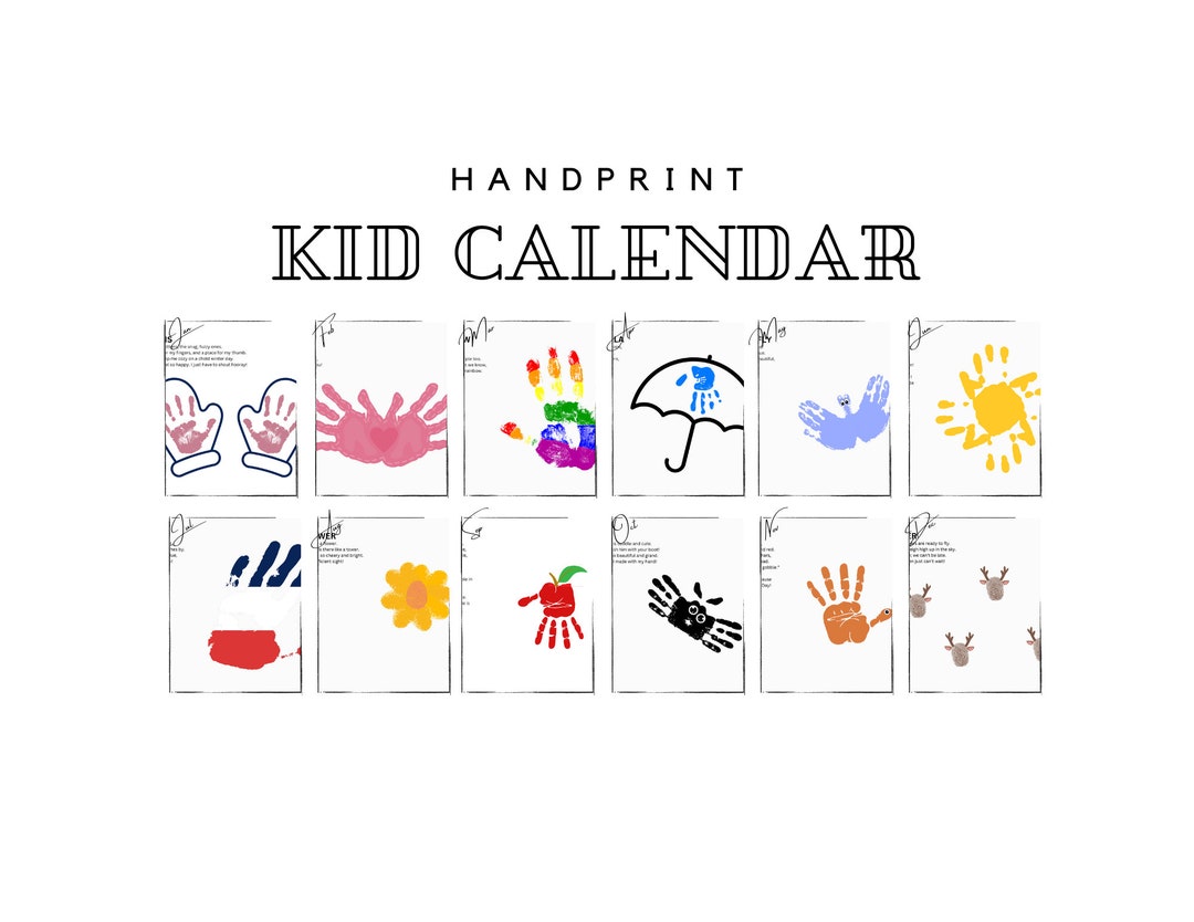 Kid Handprint 2024 Calendar, Monthly Memory Activities for Little Ones ...