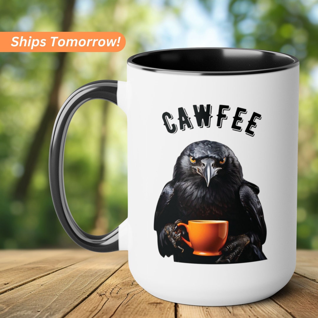 Crow Lover Gift Cawfee Crow Mug Funny Bird Lover Gift for Dad Birthday ...