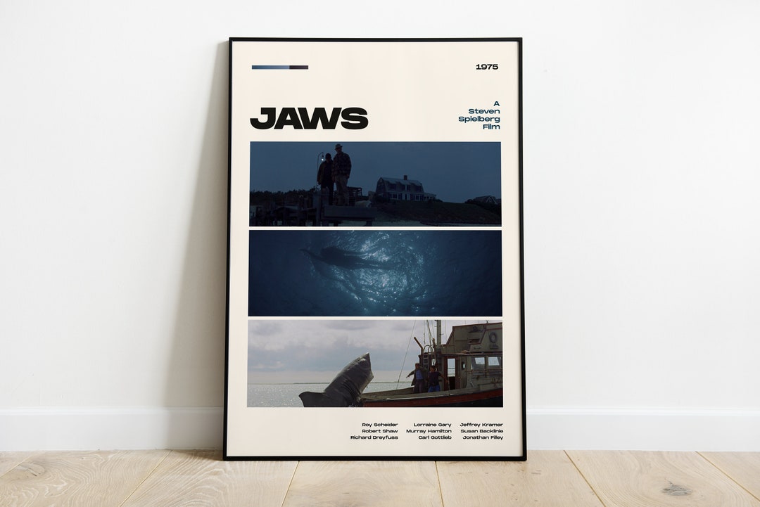 Jaws Movie Poster, Modern Movie Poster Print, Jaws Poster Wall Decor ...