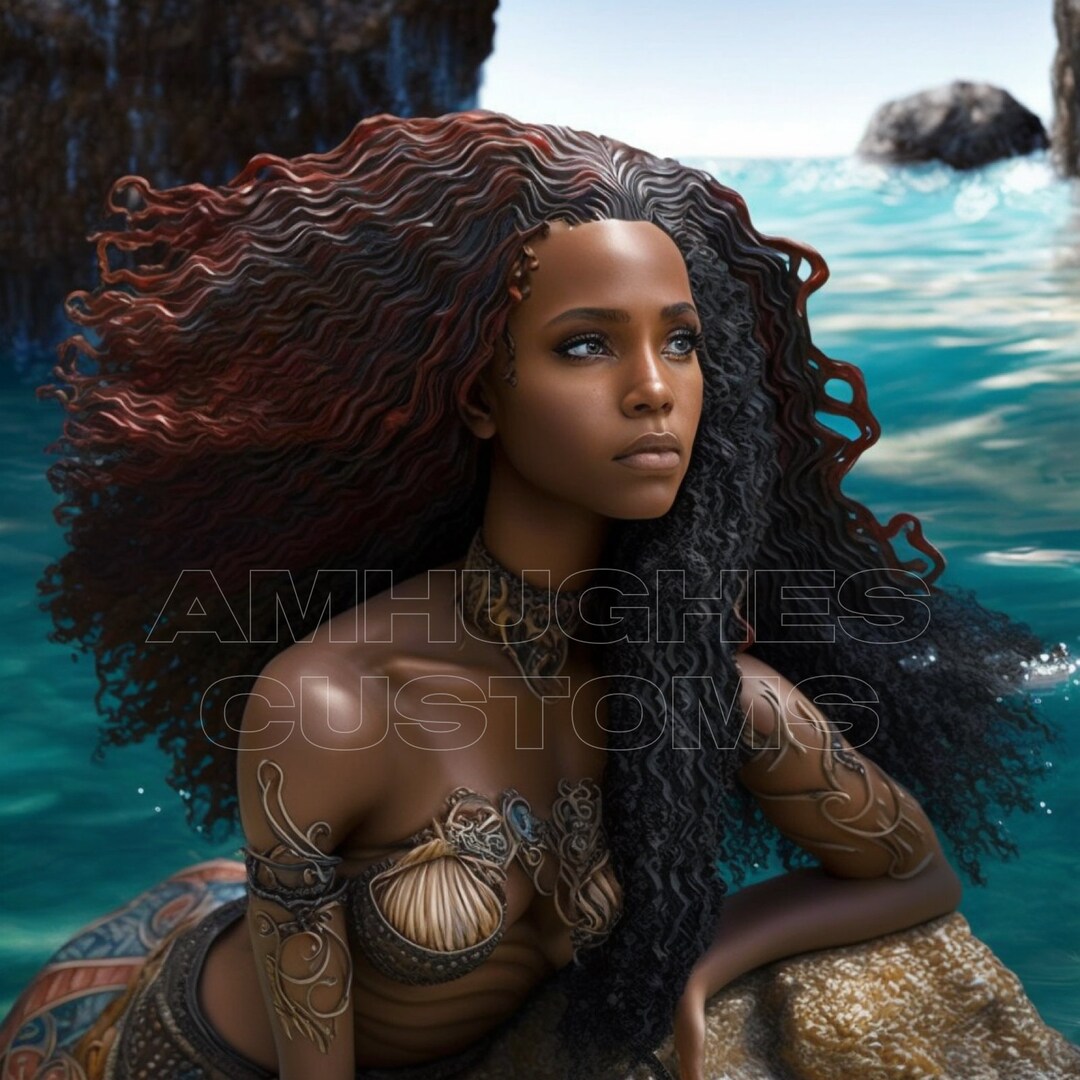 Mermaid3 PNG Printable File PNG Black Art Melanin Girl Etsy