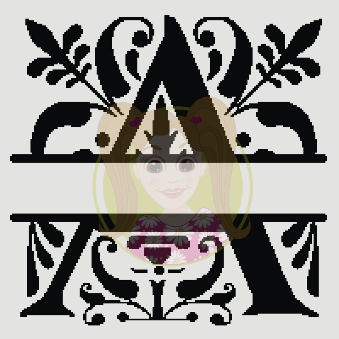 Quincy Monogram Alphabet A two Color Single Crochet-tunisian - Etsy