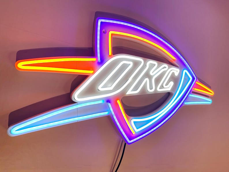 Oklahoma City Thunder Neon LED Sign, Bright Lights, Perfect for Man ...