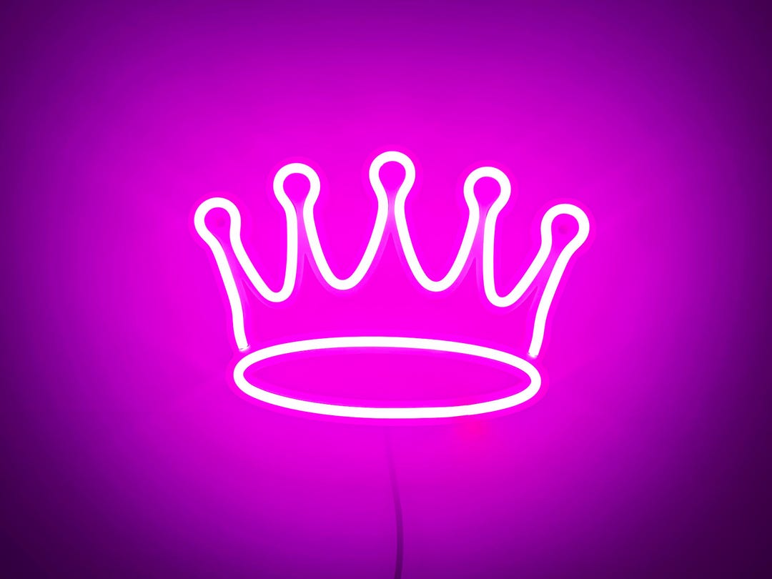 LED Neon Style Pink Princess Crown Sign, Stylish Wall Art for Kids ...