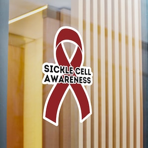 Sickle Cell Awareness Ribbon Vinyl Decal, Burgundy Awareness Ribbon ...