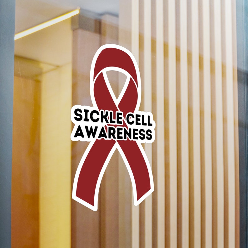 Sickle Cell Awareness Ribbon Vinyl Decal, Burgundy Awareness Ribbon ...