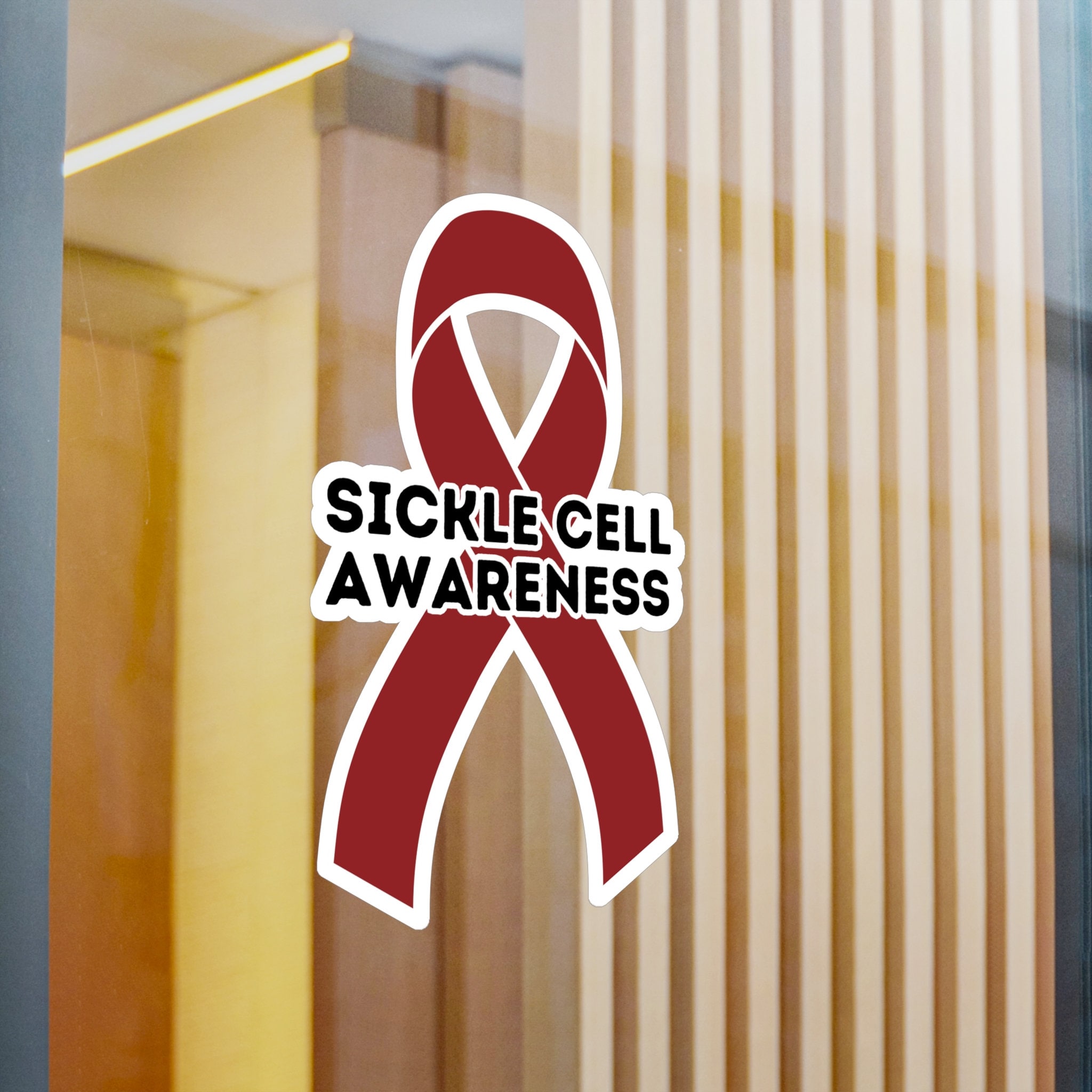 Sickle Cell Awareness Ribbon Vinyl Decal, Burgundy Awareness Ribbon ...