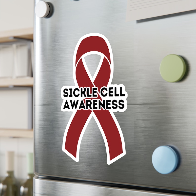 Sickle Cell Awareness Ribbon Vinyl Decal, Burgundy Awareness Ribbon ...