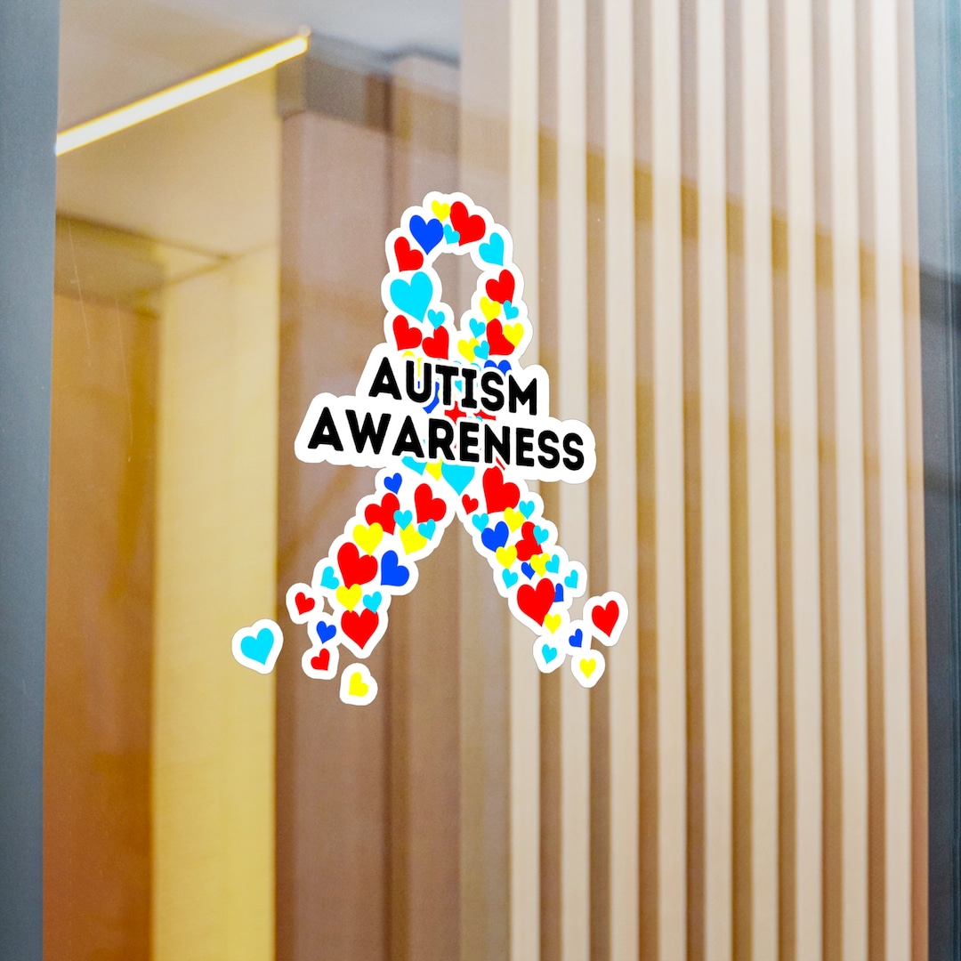 Autism Awareness Ribbon Vinyl Decal, Colorful Awareness Ribbon, Autism ...