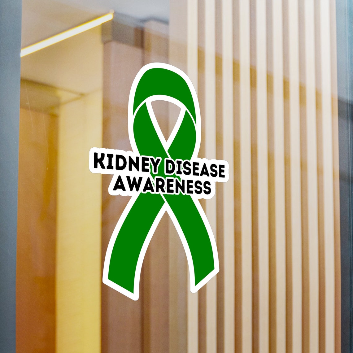 Kidney Disease Awareness Ribbon Vinyl Decal, Green Awareness Ribbon ...