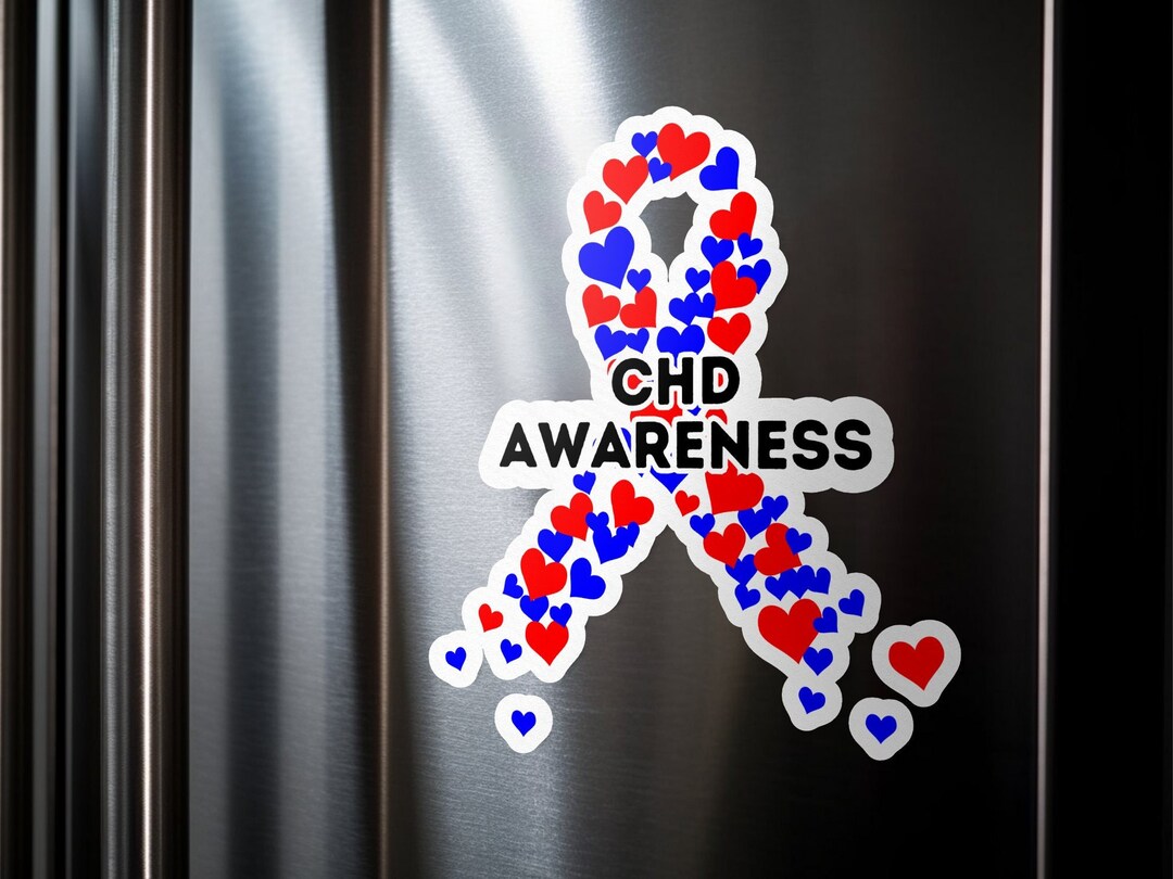 CHD Vinyl Decal, CHD Awareness, Blue and Red Heart Ribbon, CHD Warrior ...