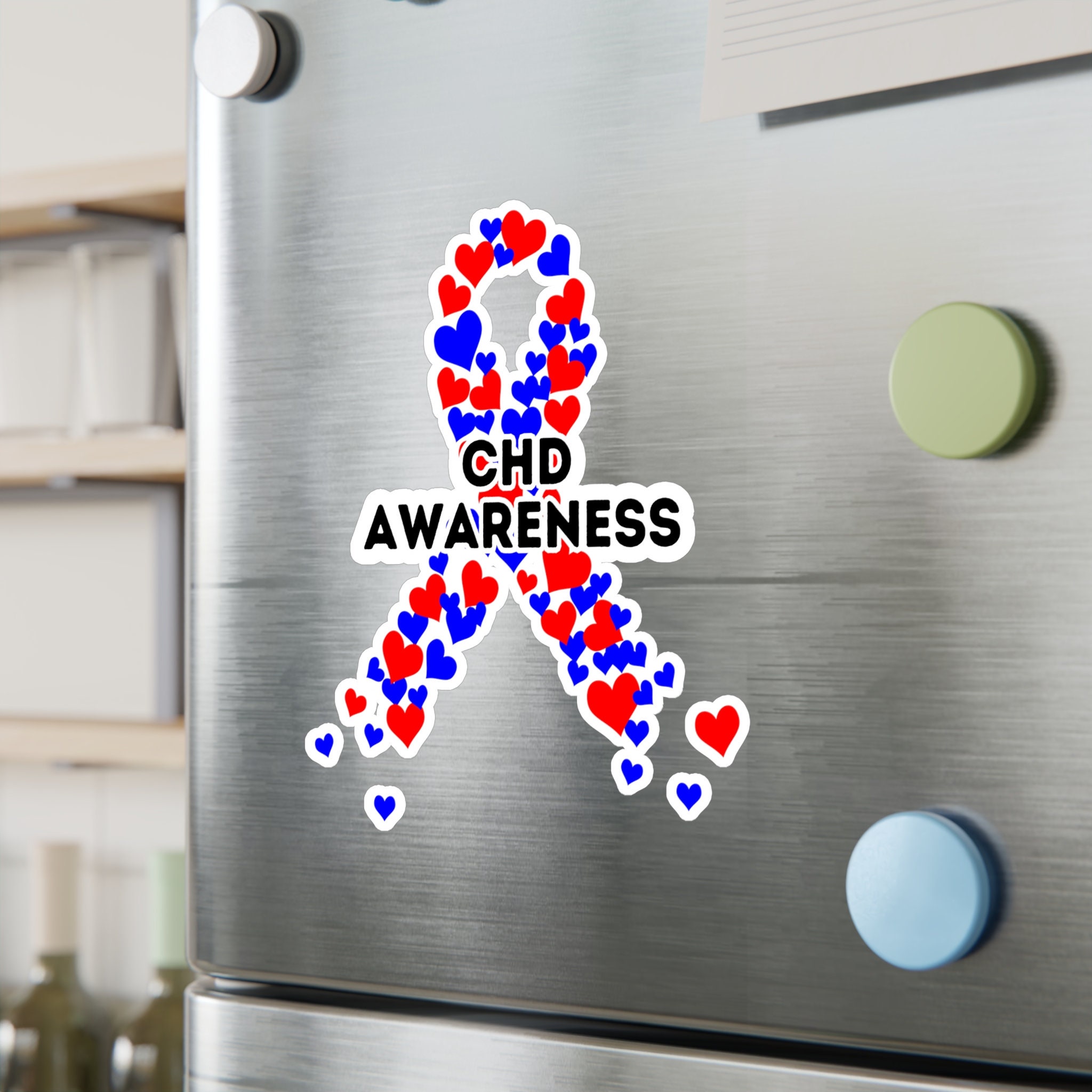 CHD Vinyl Decal, CHD Awareness, Blue and Red Heart Ribbon, CHD Warrior ...
