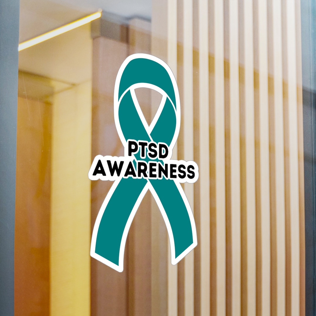 PTSD Awareness Ribbon Vinyl Decal, Teal Ribbon Car Decal, Post ...
