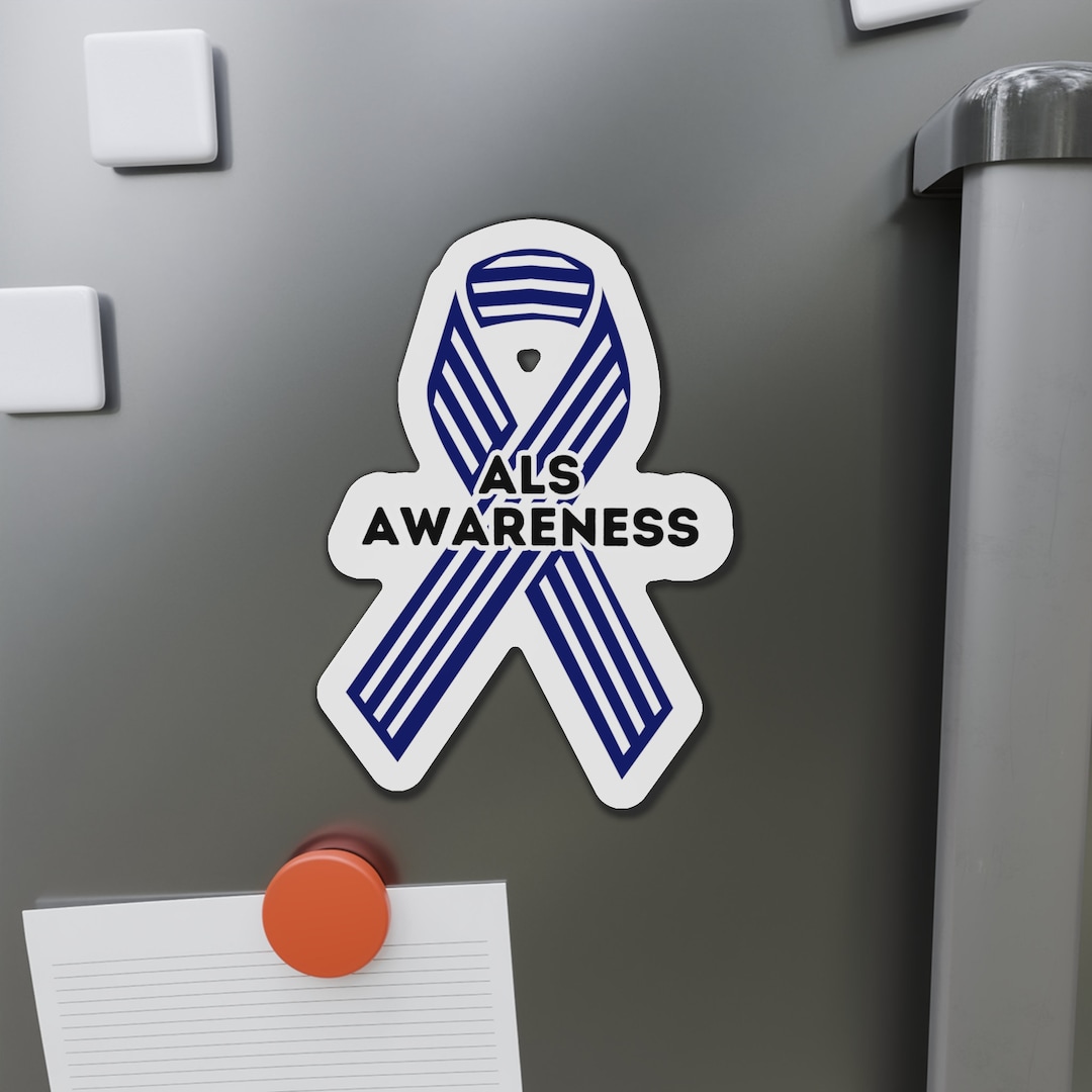 ALS Awareness Ribbon Magnet, Blue Pinstripe Ribbon, ALS Warrior, ALS ...