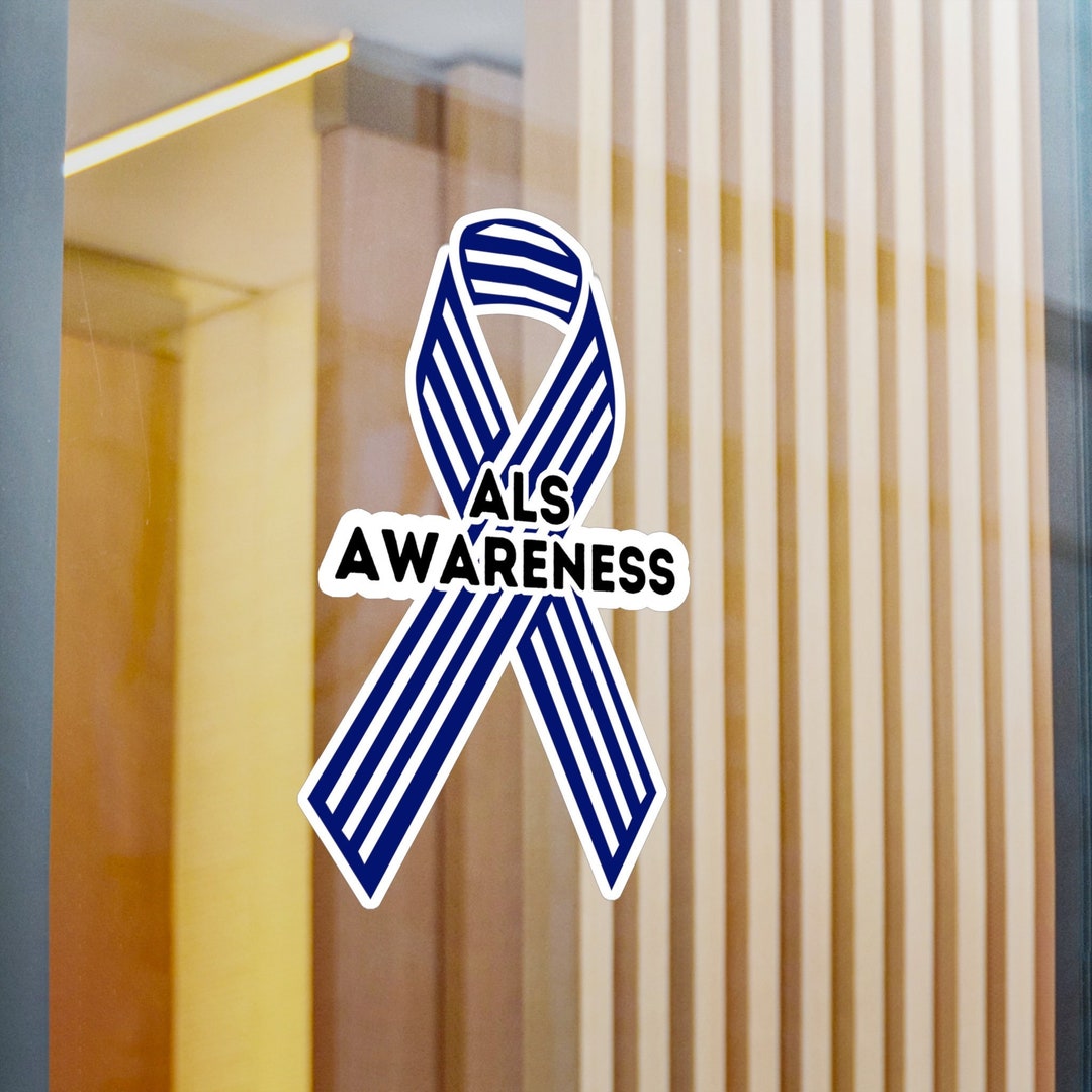 ALS Awareness Ribbon Vinyl Decal, Blue Pinstripe Ribbon, ALS Warrior ...