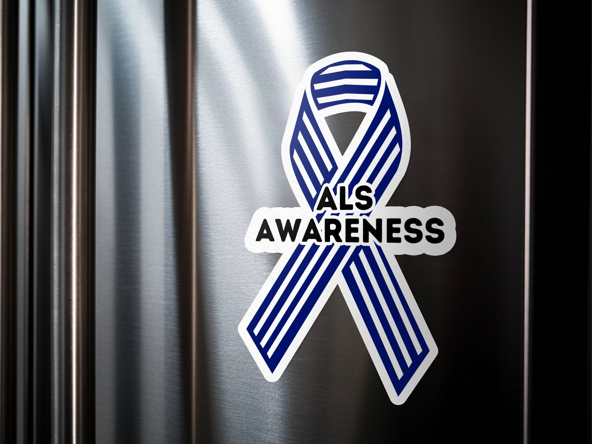ALS Awareness Ribbon Vinyl Decal, Blue Pinstripe Ribbon, ALS Warrior ...