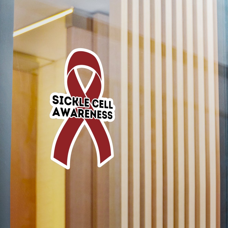 Sickle Cell Awareness Ribbon Vinyl Decal, Burgundy Awareness Ribbon ...