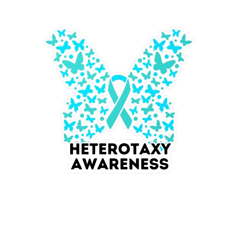 Heterotaxy Syndrome Awareness Ribbon Vinyl Decal, Teal Butterflies ...