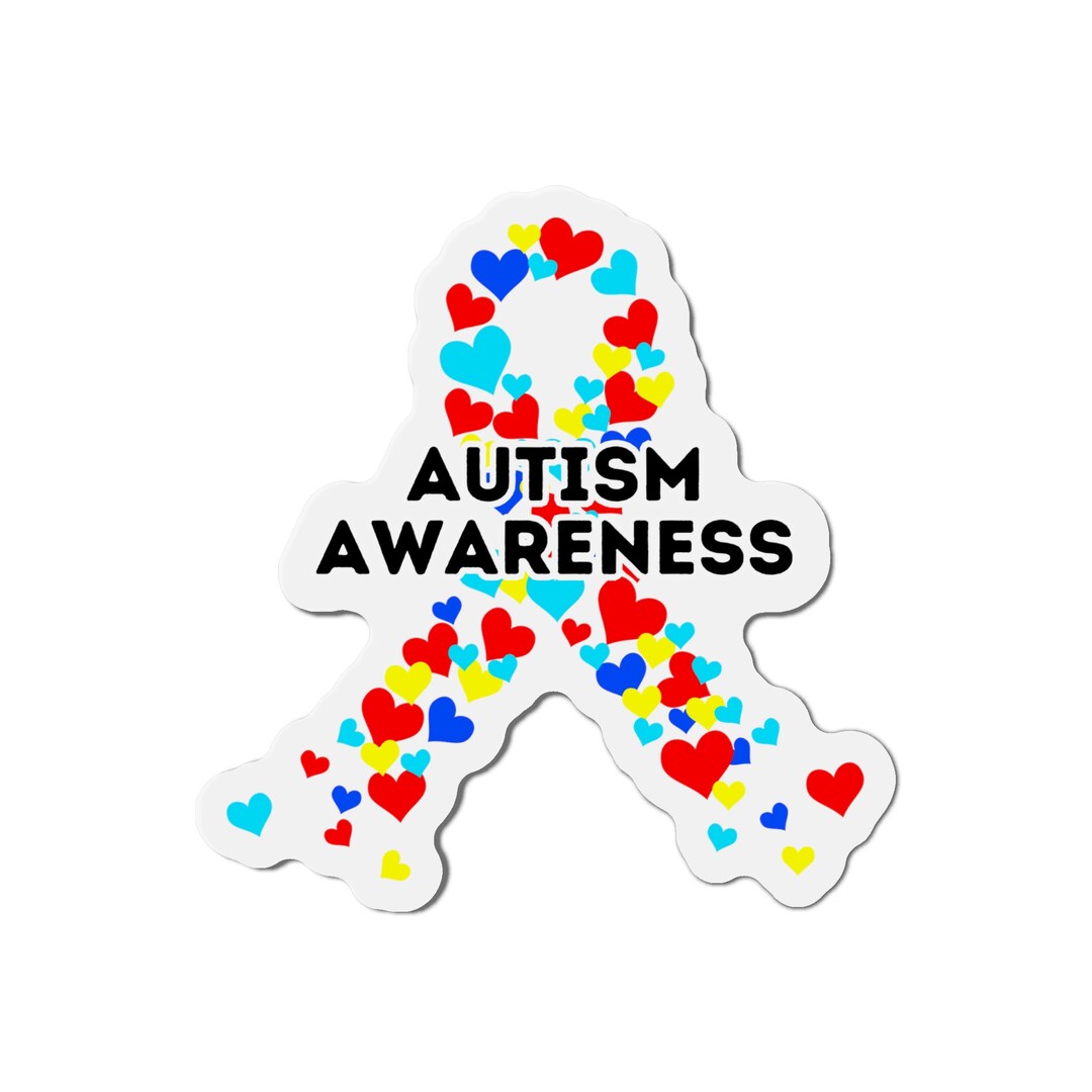 Autism Awareness Ribbon Magnet Colorful Heart Ribbon Autism - Etsy