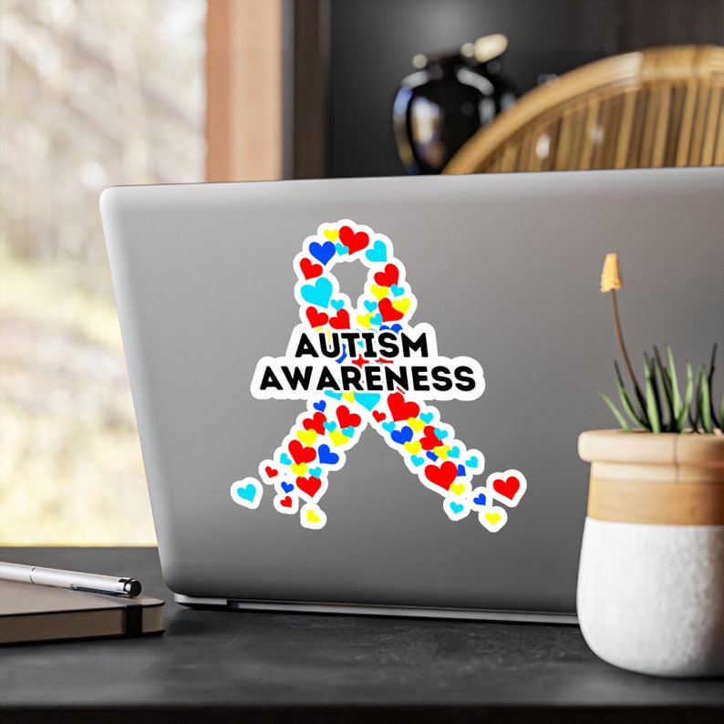 Autism Awareness Ribbon Vinyl Decal, Colorful Awareness Ribbon, Autism ...