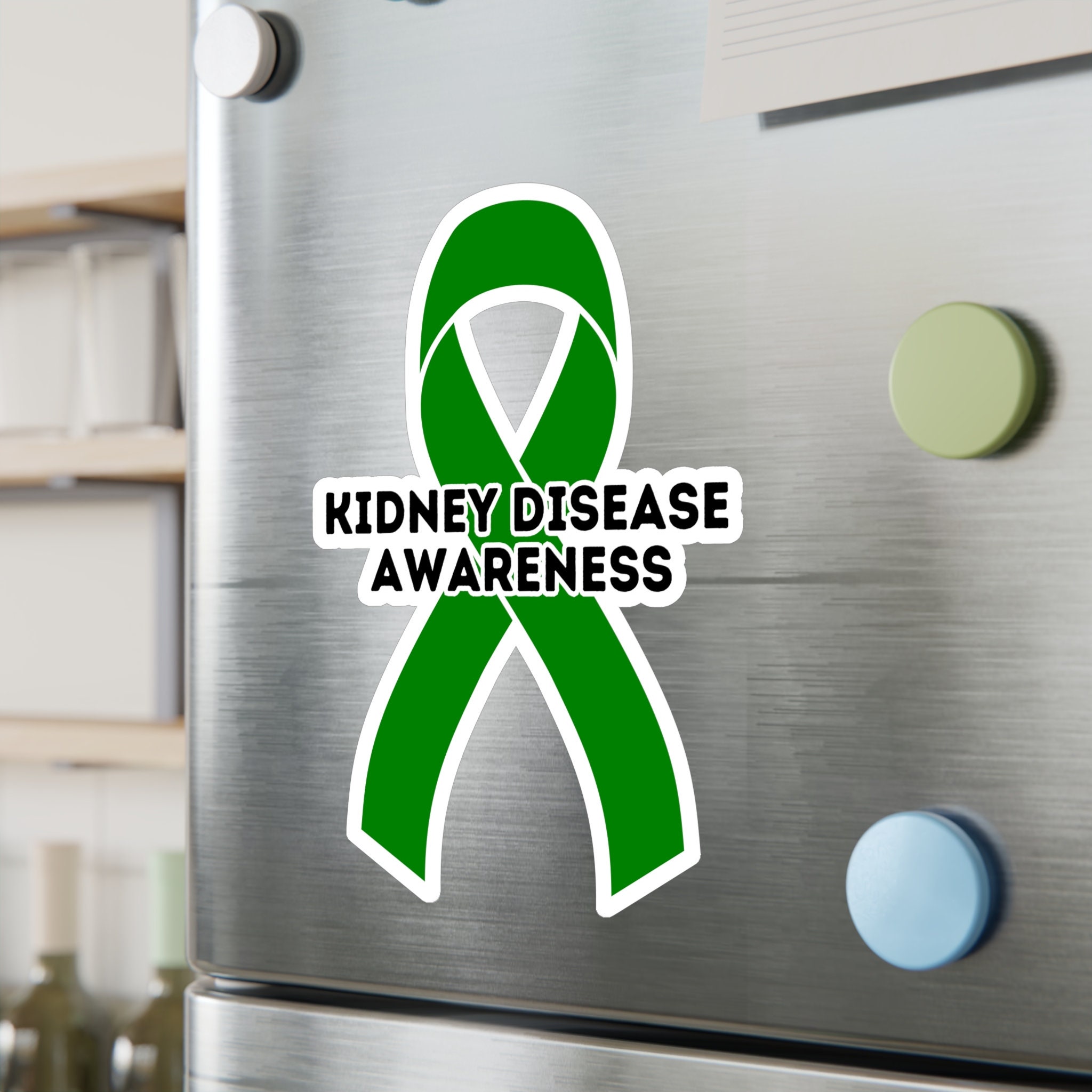 Kidney Disease Awareness Ribbon Vinyl Decal, Green Awareness Ribbon ...