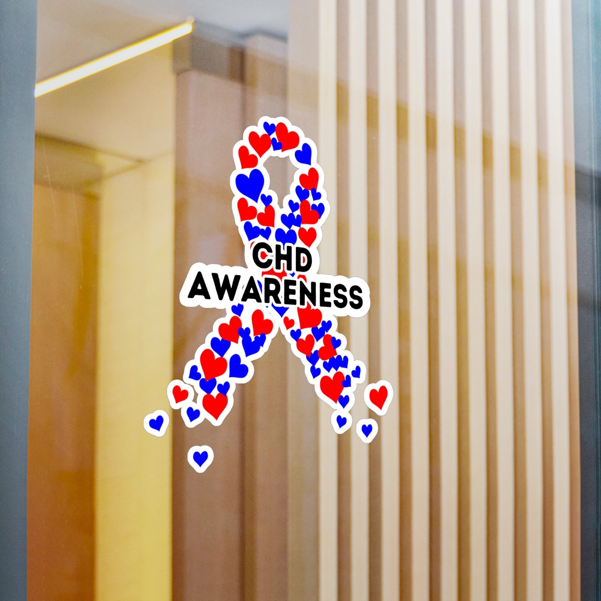 CHD Vinyl Decal, CHD Awareness, Blue and Red Heart Ribbon, CHD Warrior ...