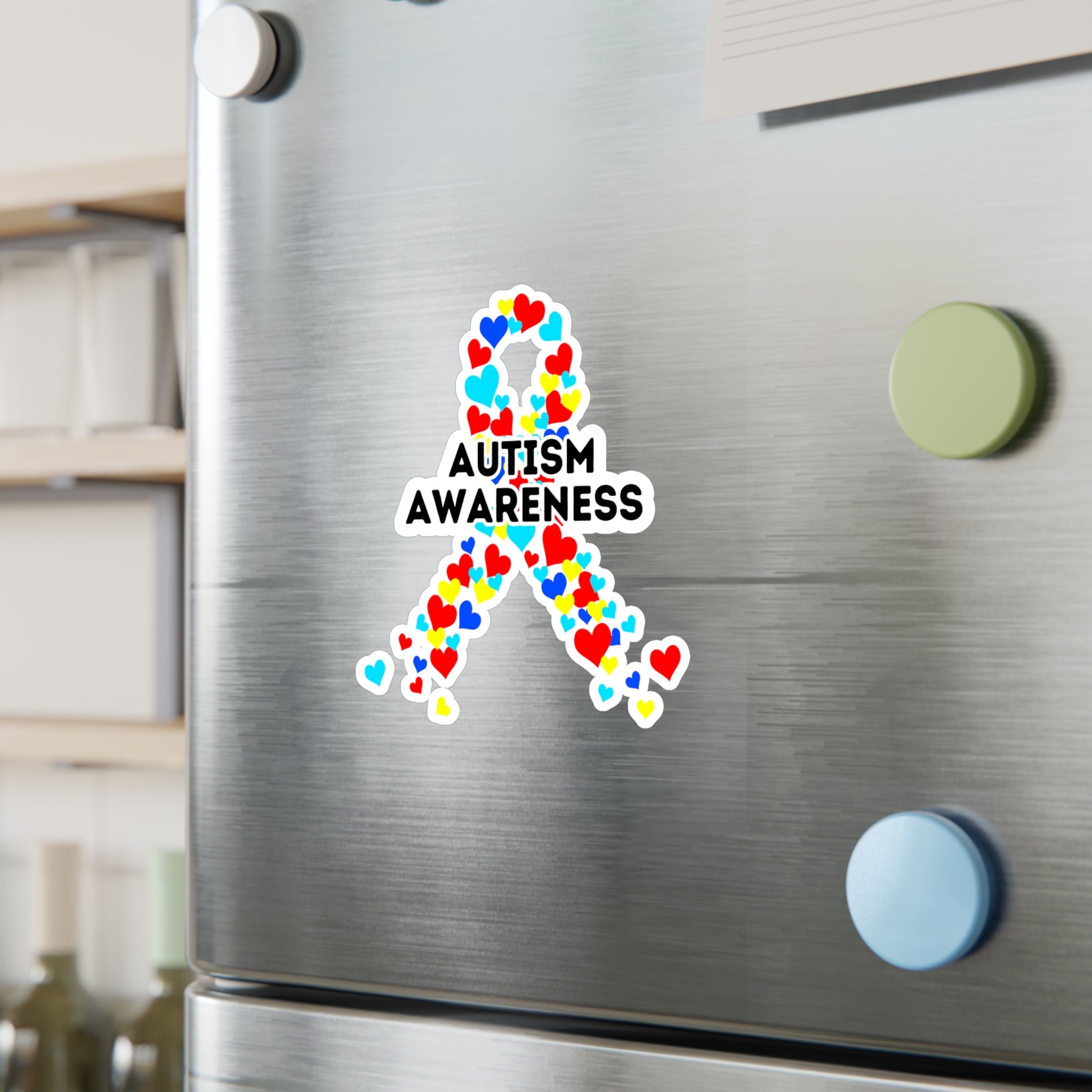 Autism Awareness Ribbon Vinyl Decal, Colorful Awareness Ribbon, Autism ...