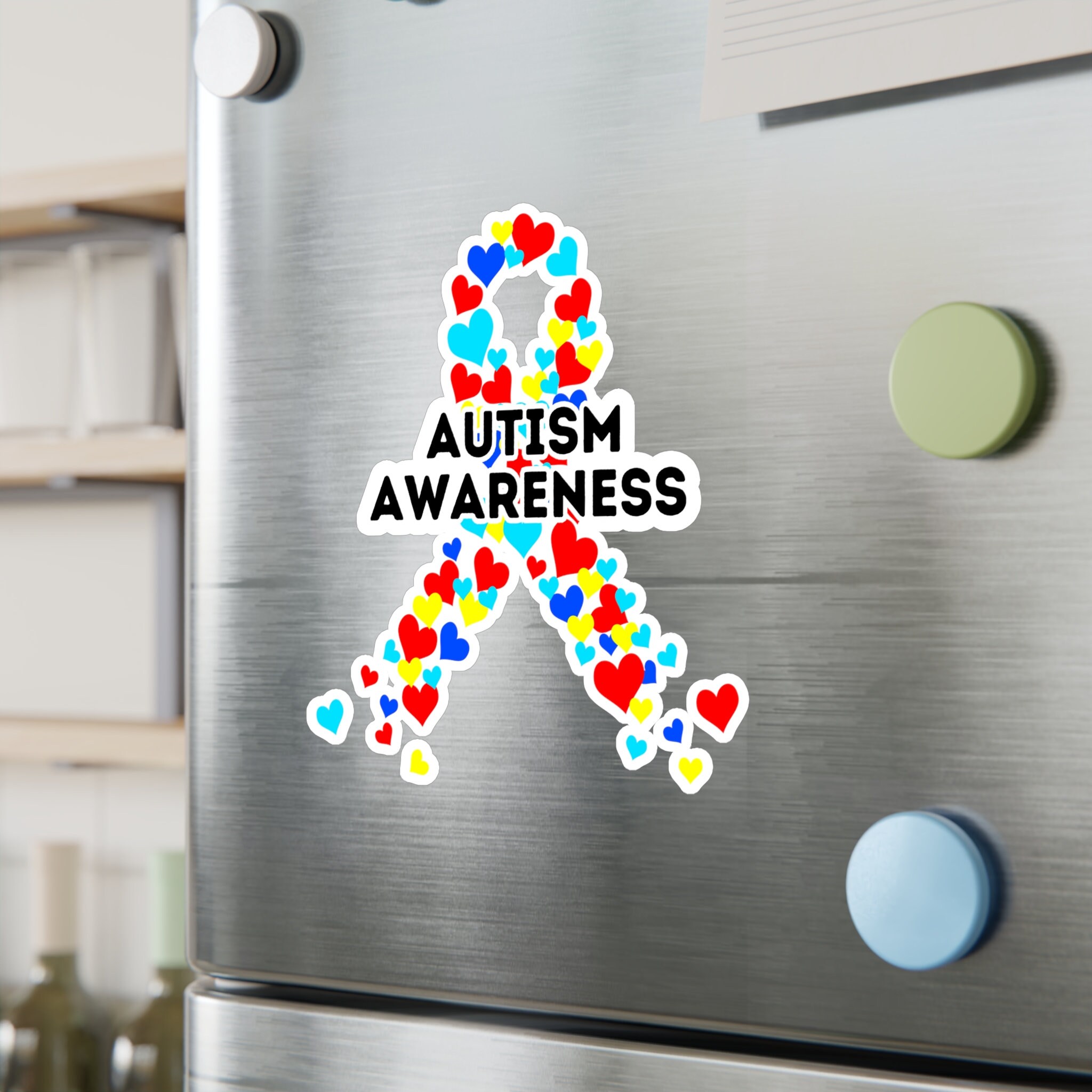 Autism Awareness Ribbon Vinyl Decal, Colorful Awareness Ribbon, Autism ...