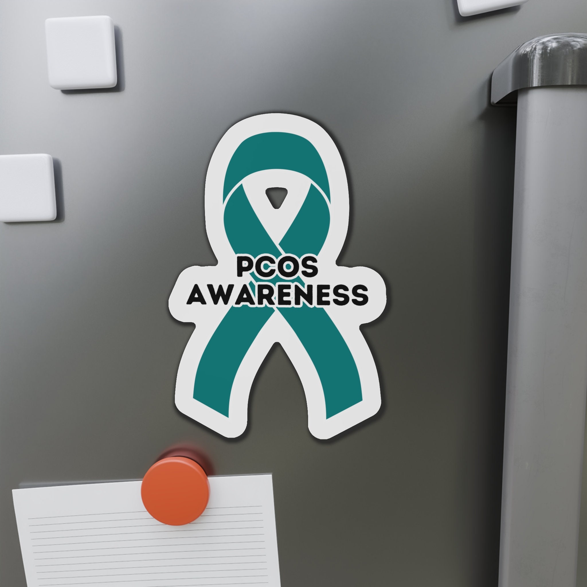 PCOS Awareness Ribbon Magnet Teal Ribbon Polycystic Ovary - Etsy