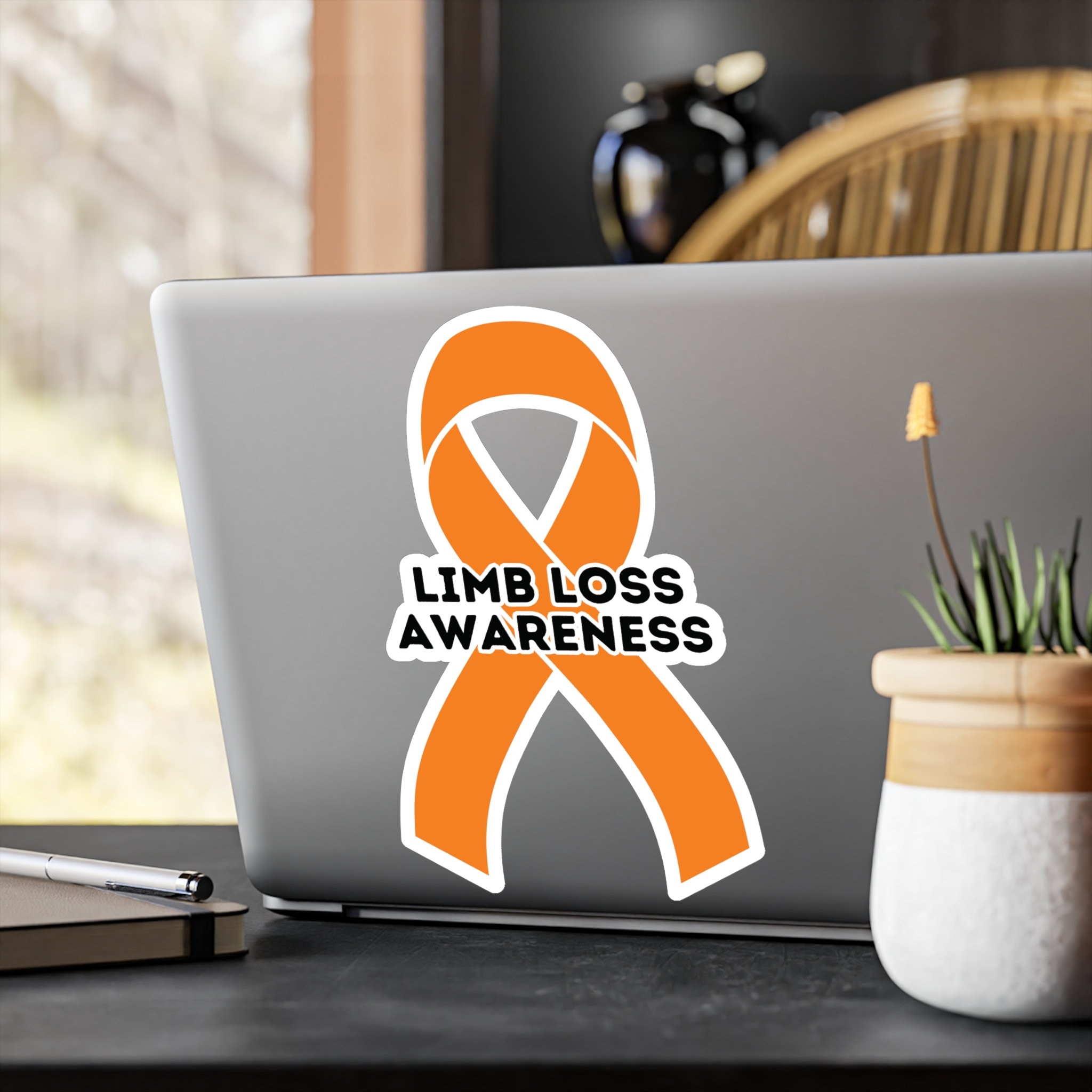 Limb Loss Awareness Ribbon Vinyl Decal, Amputee Awareness Orange Ribbon ...