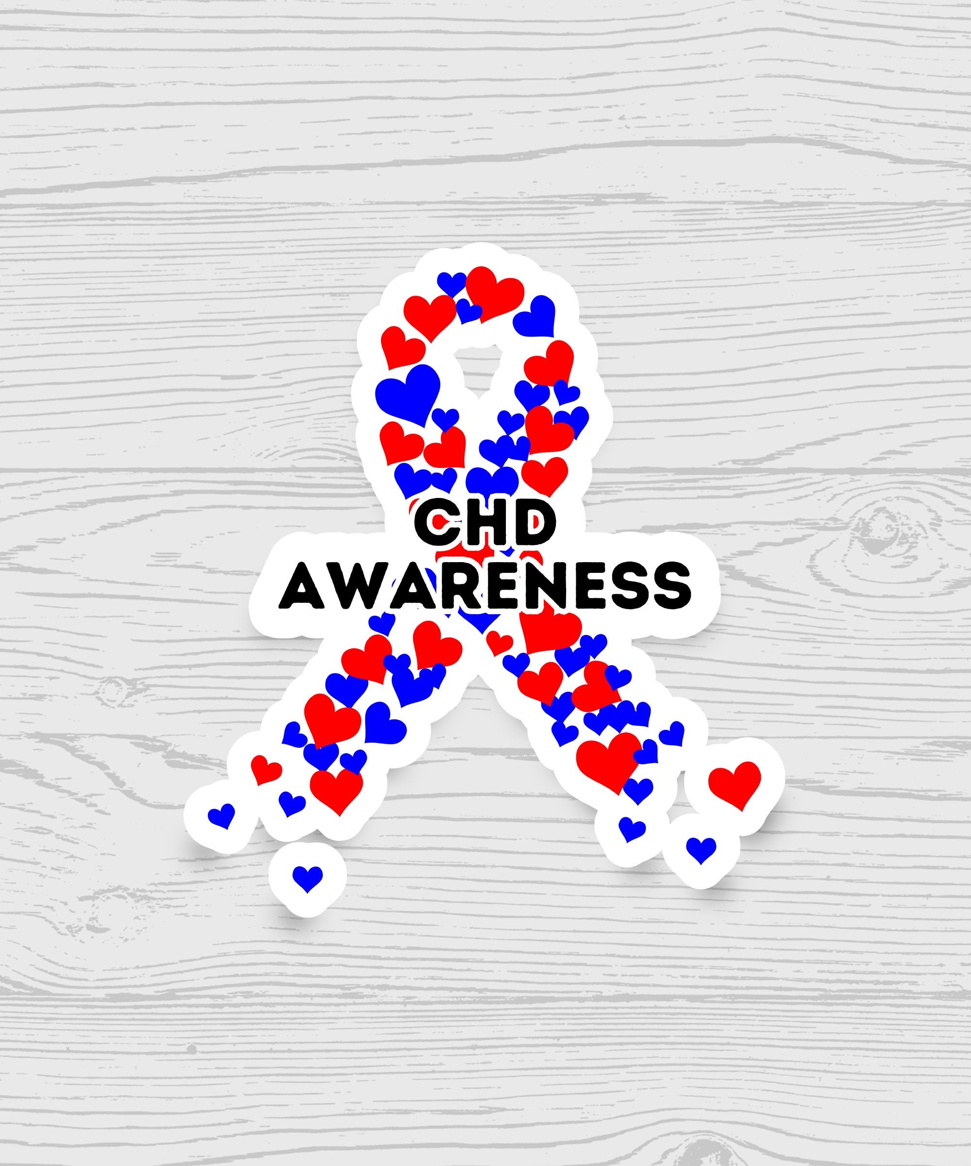 CHD Vinyl Decal, CHD Awareness, Blue and Red Heart Ribbon, CHD Warrior ...