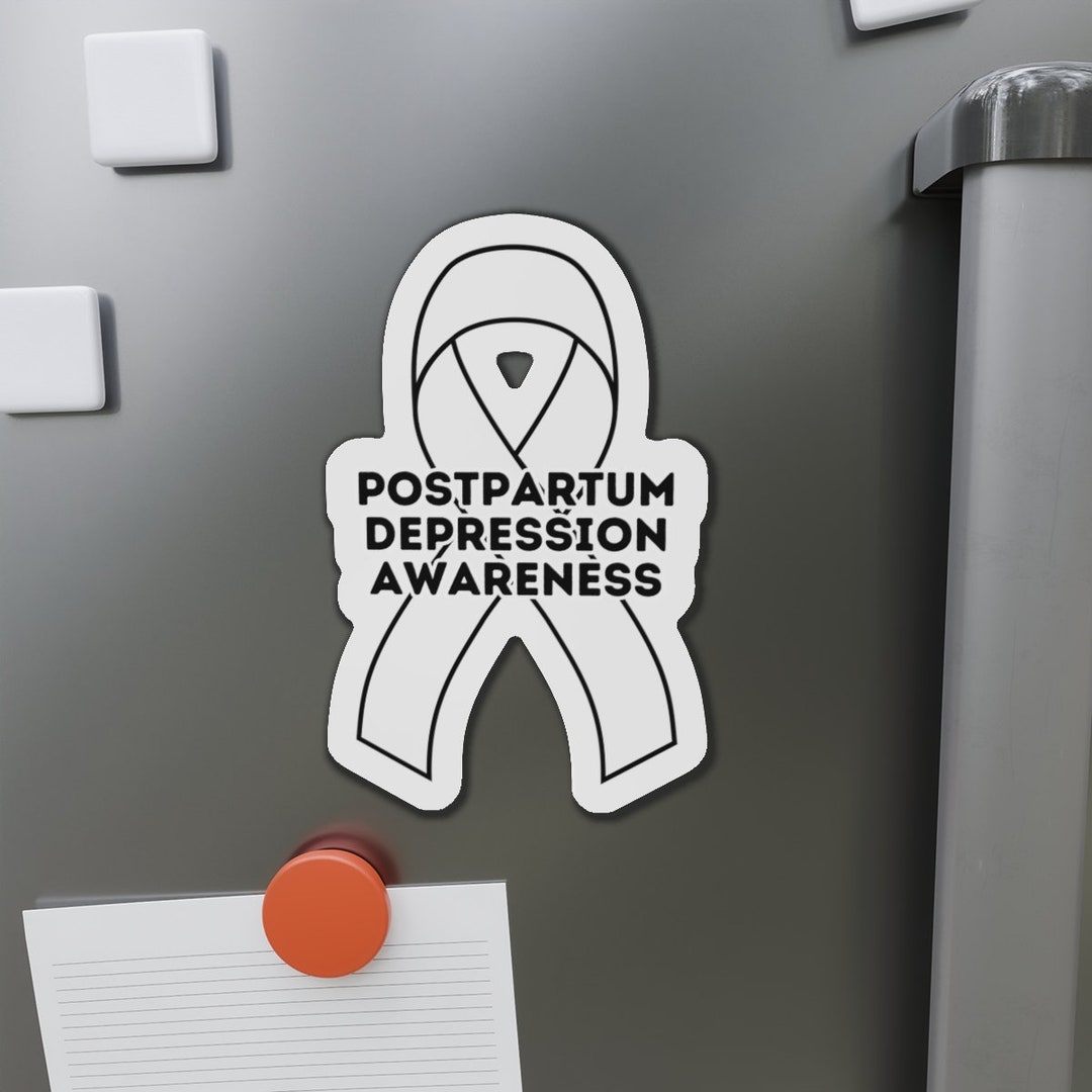 Postpartum Depression Awareness Ribbon Magnet, White Ribbon Car Magnet ...