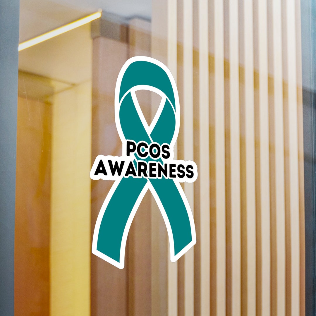 PCOS Awareness Ribbon Vinyl Decal, Teal Ribbon, Polycystic Ovary ...