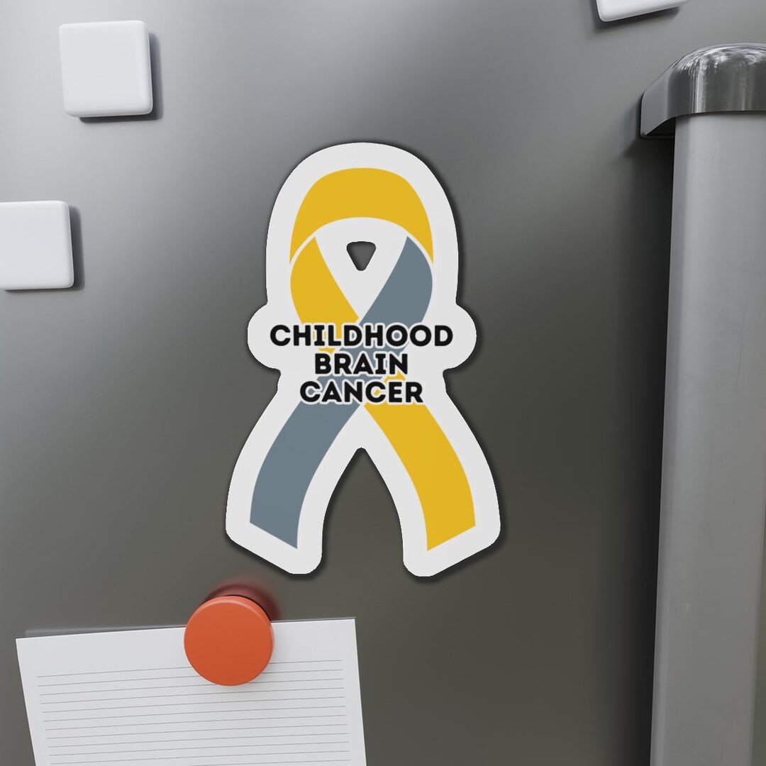 Childhood Brain Cancer Awareness Ribbon Magnet, Gold and Gray Ribbon ...