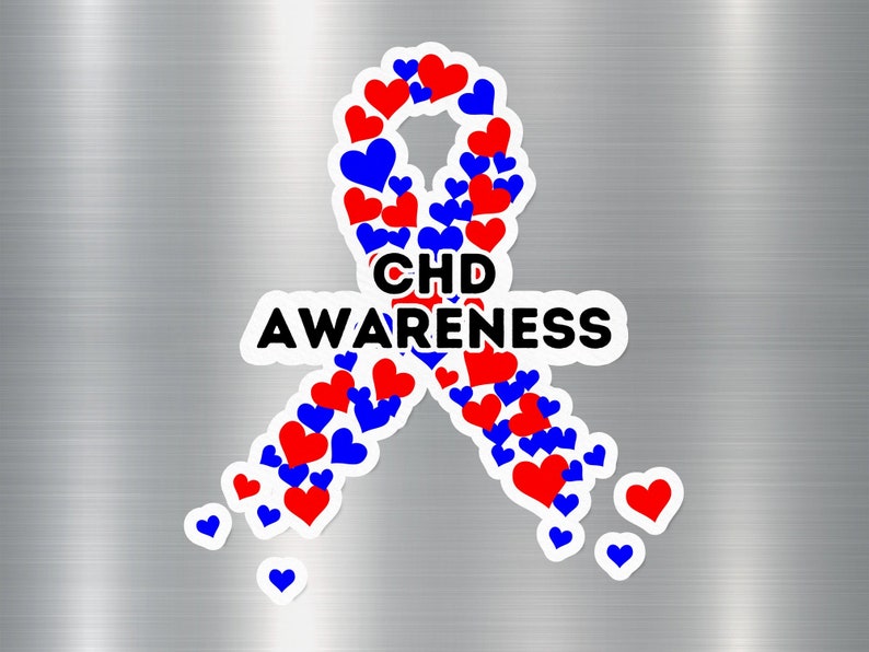 CHD Vinyl Decal, CHD Awareness, Blue and Red Heart Ribbon, CHD Warrior ...