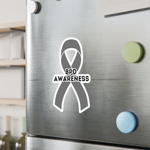 BPD Gray Awareness Ribbon Vinyl Decal, Grey Awareness Ribbon, BPD ...