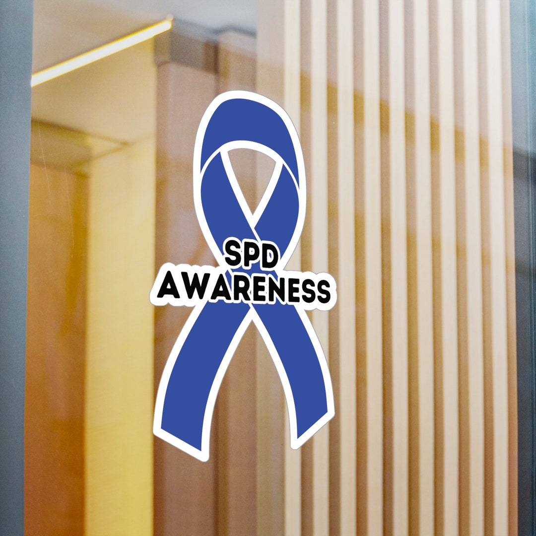SPD Awareness Ribbon Vinyl Decal, Blue Ribbon Car Sticker, Sensory ...