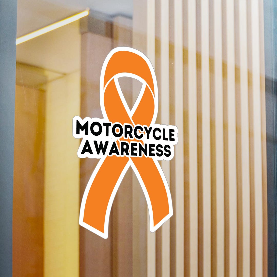 Motorcycle Awareness Ribbon Vinyl Decal, Orange Ribbon Car Decal - Etsy