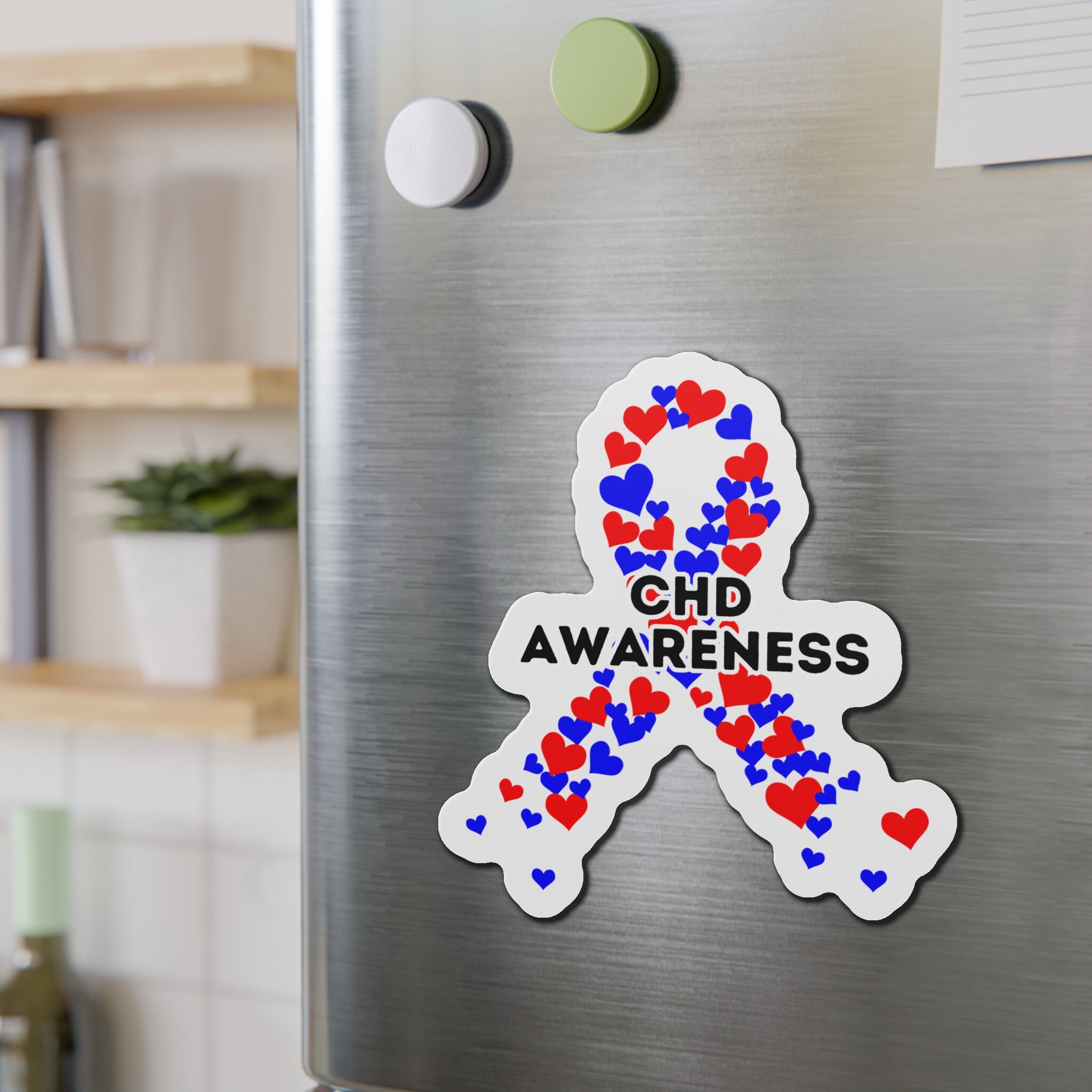 CHD Awareness Ribbon Magnet Blue & Red Heart Ribbon CHD - Etsy