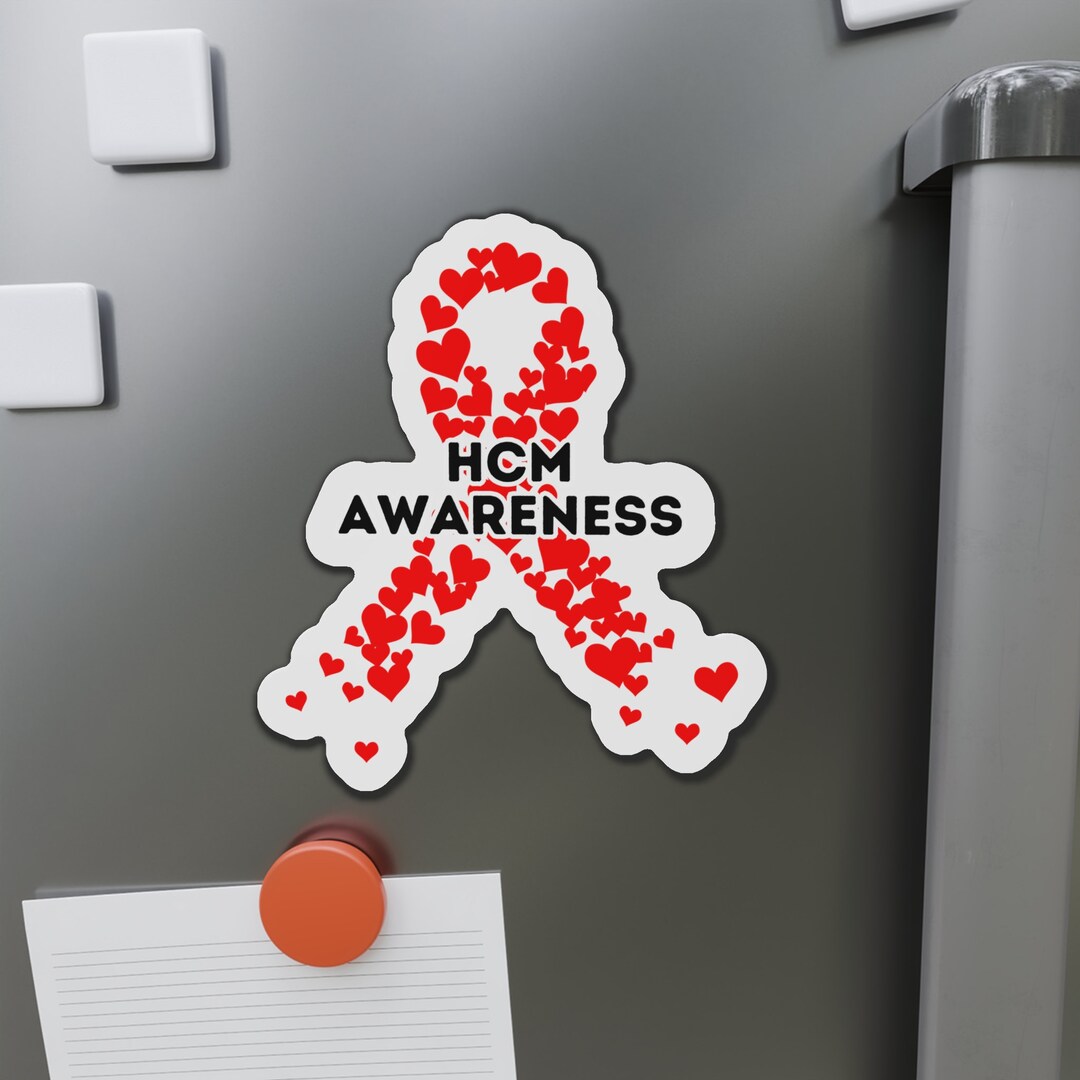 HCM Awareness Ribbon Magnet, Red Heart Ribbon, HCM Warrior ...