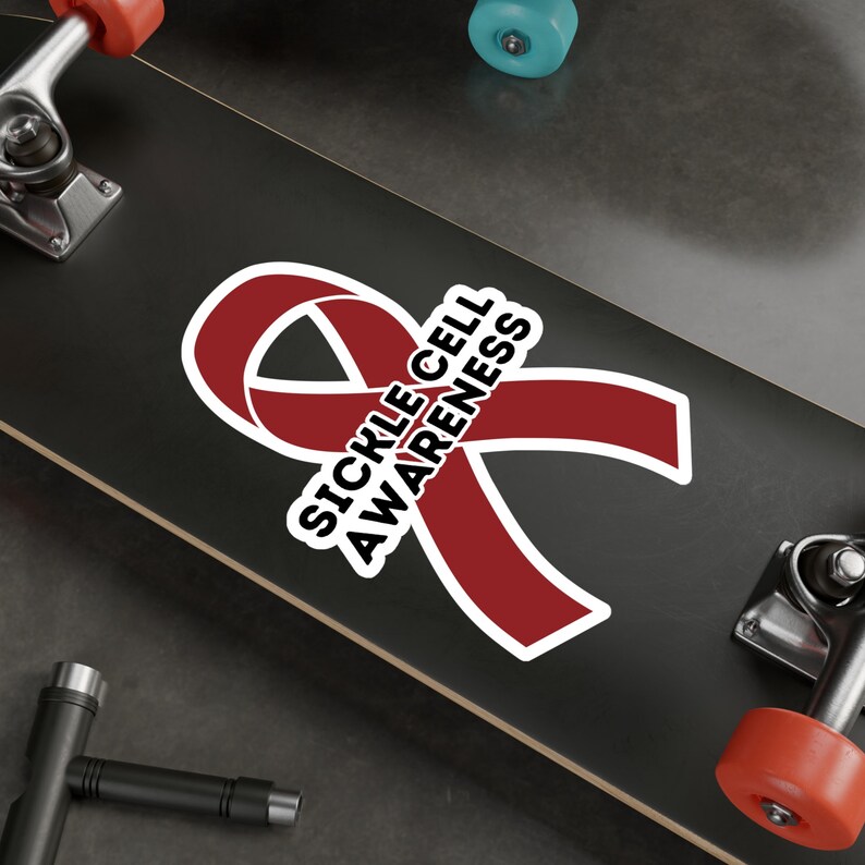 Sickle Cell Awareness Ribbon Vinyl Decal, Burgundy Awareness Ribbon ...