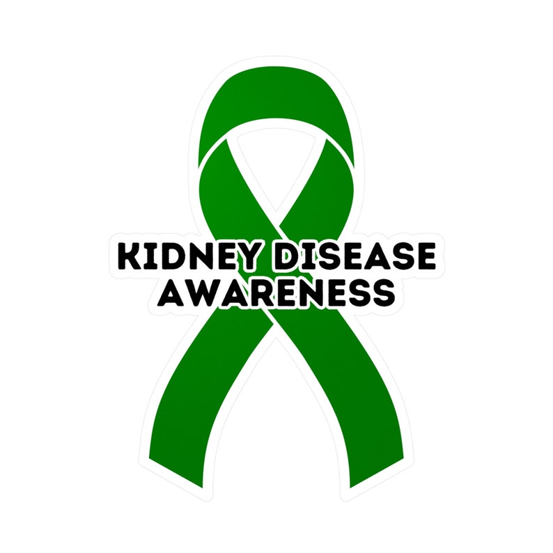 Kidney Disease Awareness Ribbon Vinyl Decal, Green Awareness Ribbon ...