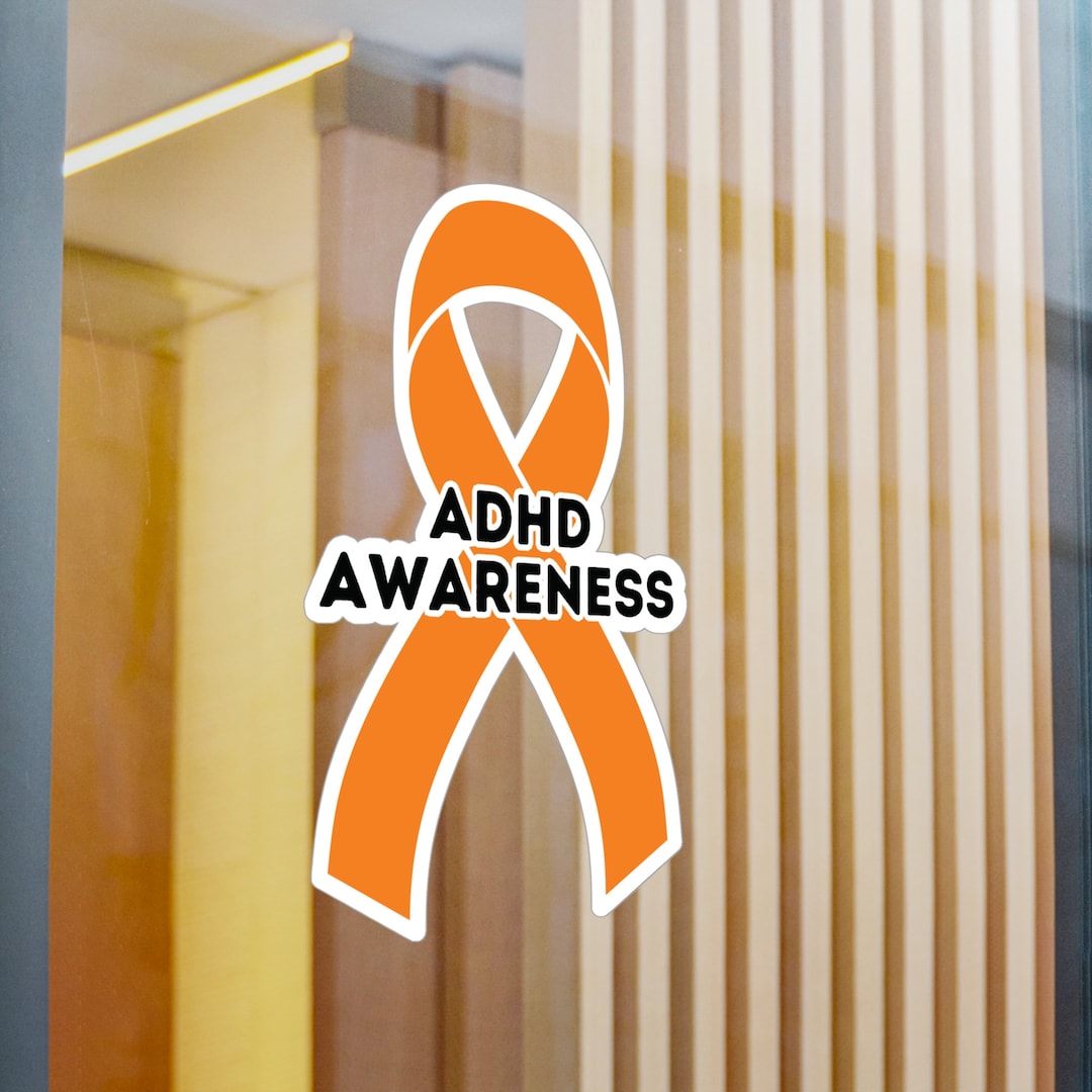 ADHD Awareness Ribbon Vinyl Decal, Orange Ribbon, Neurodiverse Gift ...