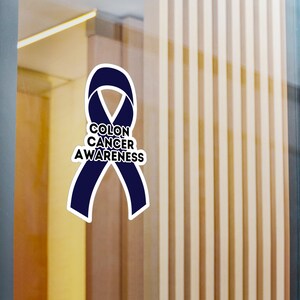 Colon Cancer Awareness Ribbon Vinyl Decal, Dark Blue Ribbon Car Sticker ...